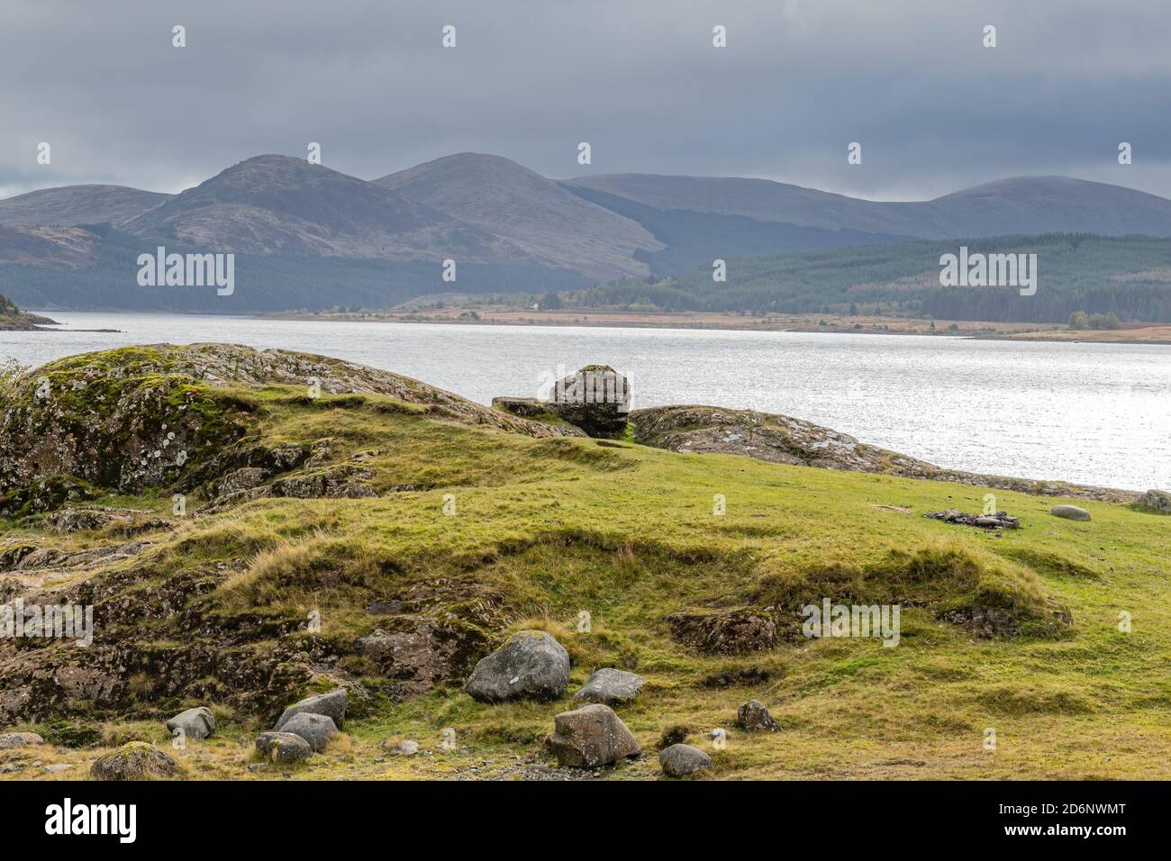 Loch Doon and the Galloway Hills in the far distance with a broody ...
