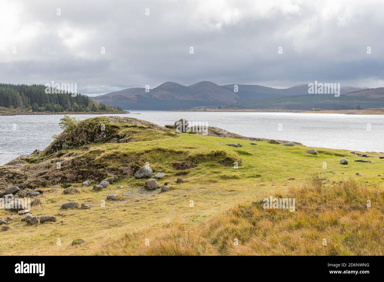 Loch Doon and the Galloway Hills in the far distance with a broody ...