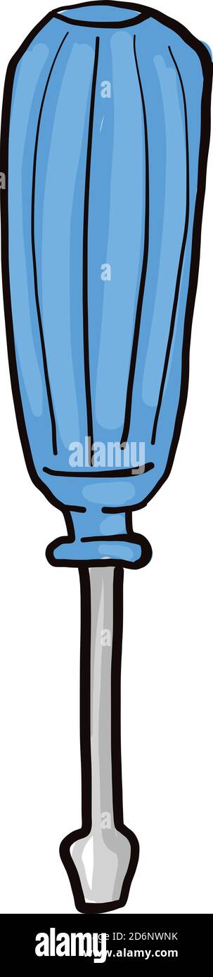 Blue screwdriver, illustration, vector on white background Stock Vector ...