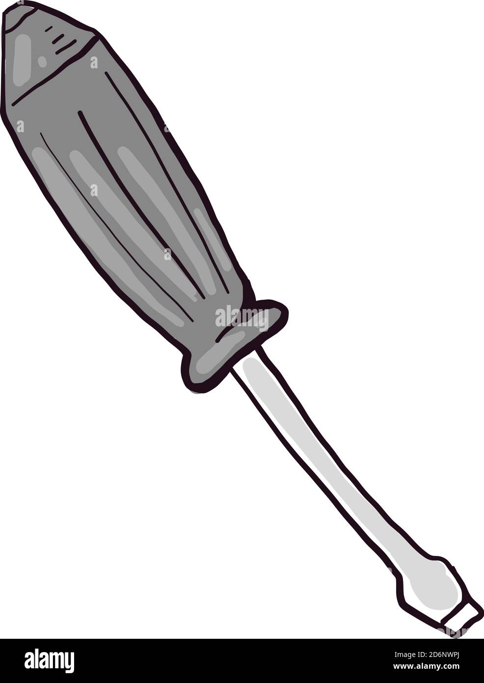 Grey screwdriver, illustration, vector on white background Stock Vector ...
