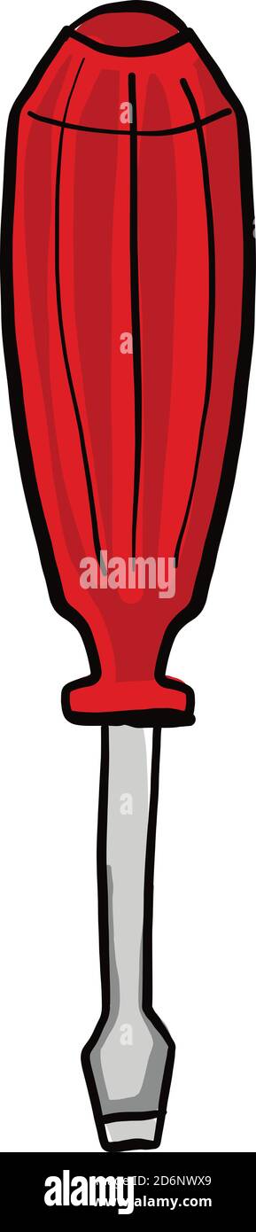 Red screwdriver, illustration, vector on white background Stock Vector ...