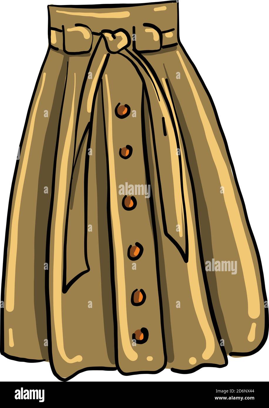 Big yellow skirt, illustration, vector on white background Stock Vector ...