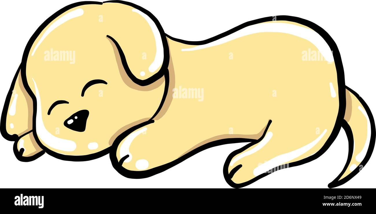 Sleeping dog, illustration, vector on white background Stock Vector ...
