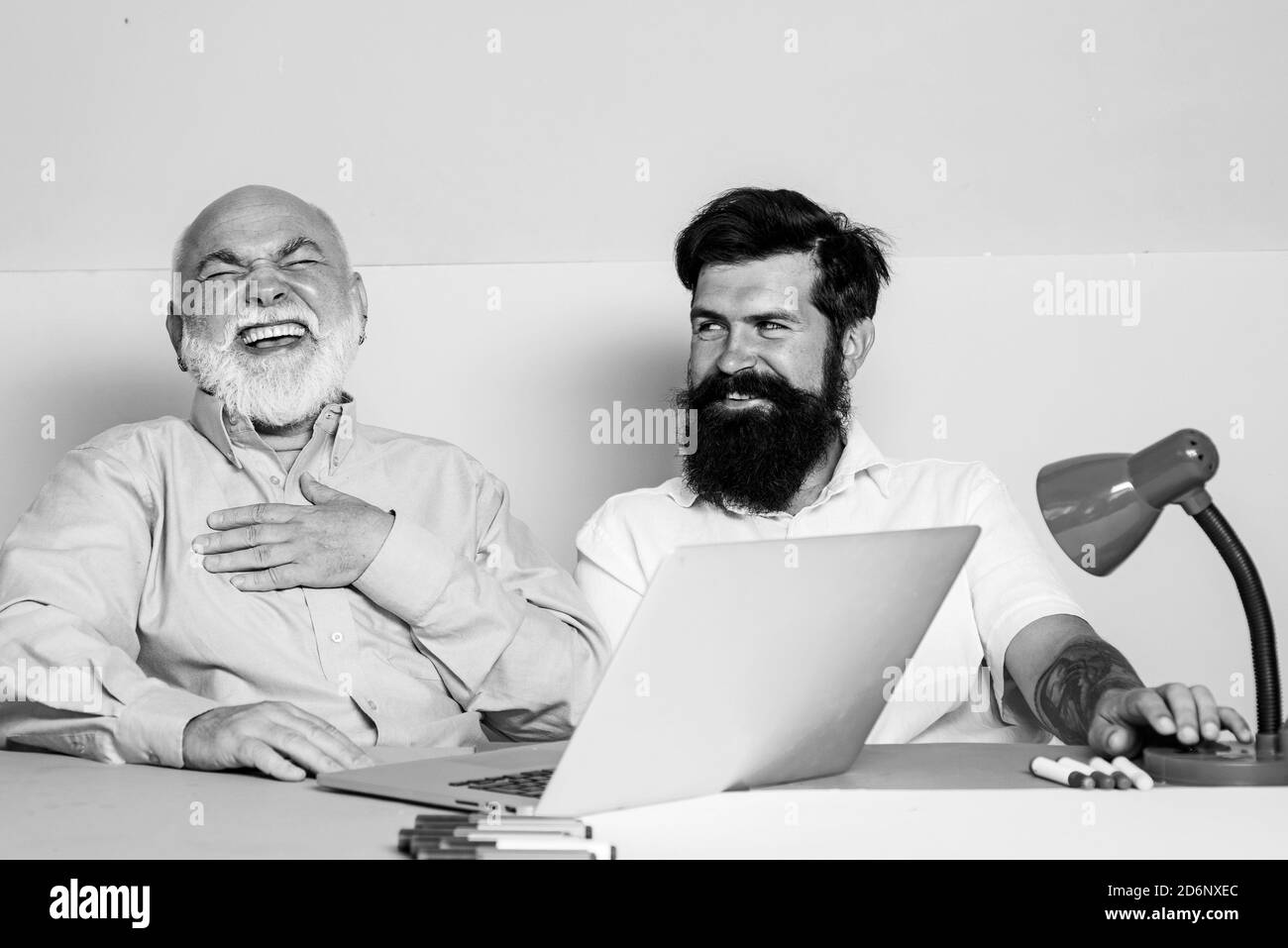 Successful cheerful positive smiling Black and White Stock Photos ...