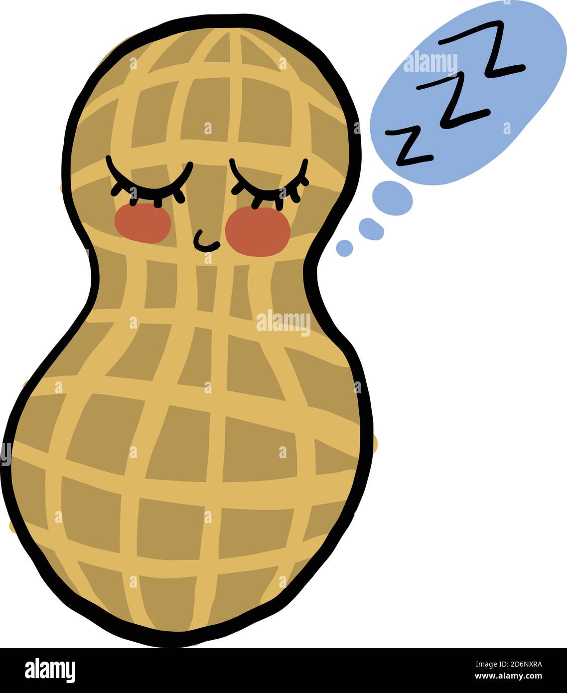 Sleeping peanut in a shell, illustration, vector on white background ...
