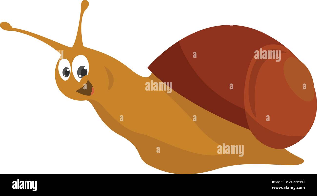 Orange snail, illustration, vector on white background Stock Vector ...
