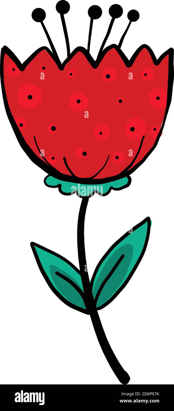 Small red flower, illustration, vector on white background Stock Vector ...