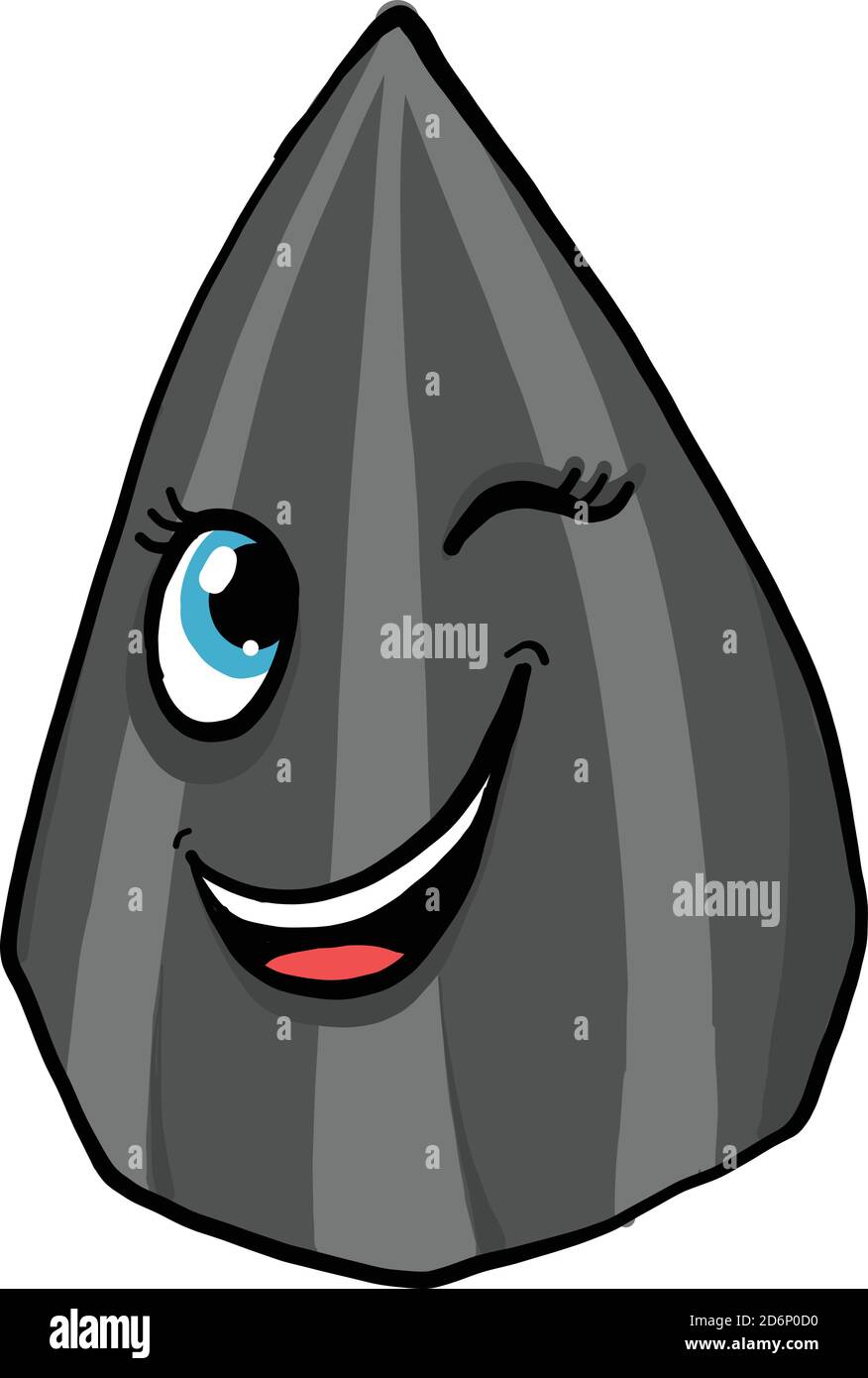 Winking sunflower seed, illustration, vector on white background Stock ...