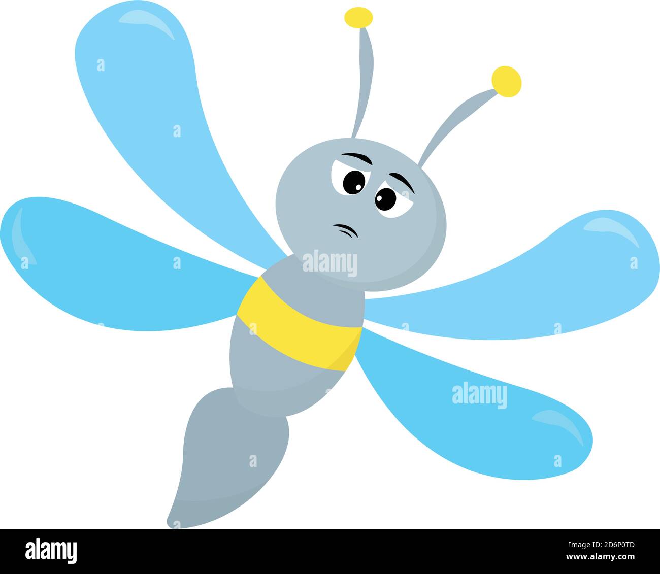 Sad dragonfly, illustration, vector on white background Stock Vector ...