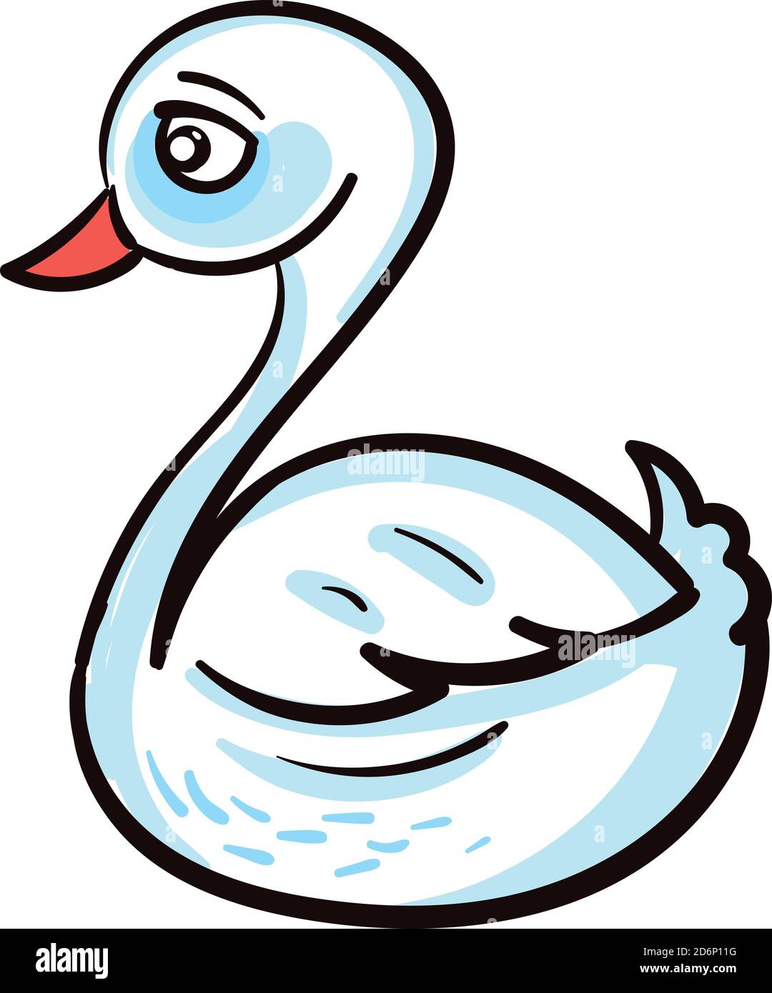 Sad swan, illustration, vector on white background Stock Vector Image ...