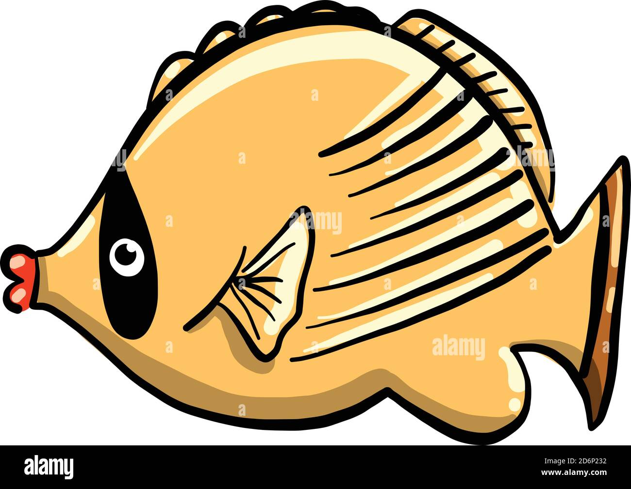 Yellow fish with big lips, illustration, vector on white background ...