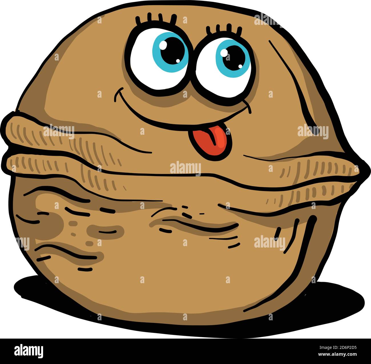 Happy brown walnut, illustration, vector on white background Stock ...