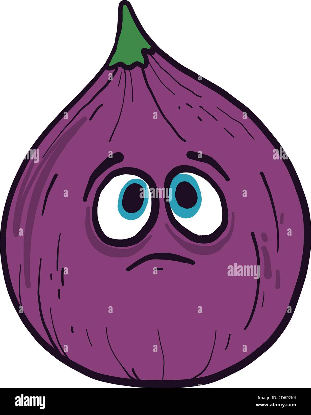 Sad fig with blue eyes, illustration, vector on white background Stock ...