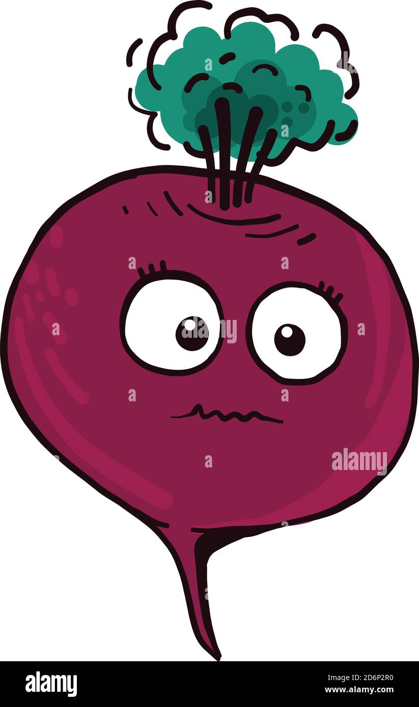 Scared purple beet, illustration, vector on white background Stock ...