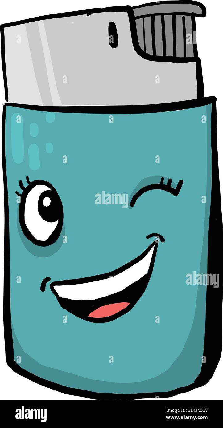 Blue lighter winking, illustration, vector on white background Stock ...