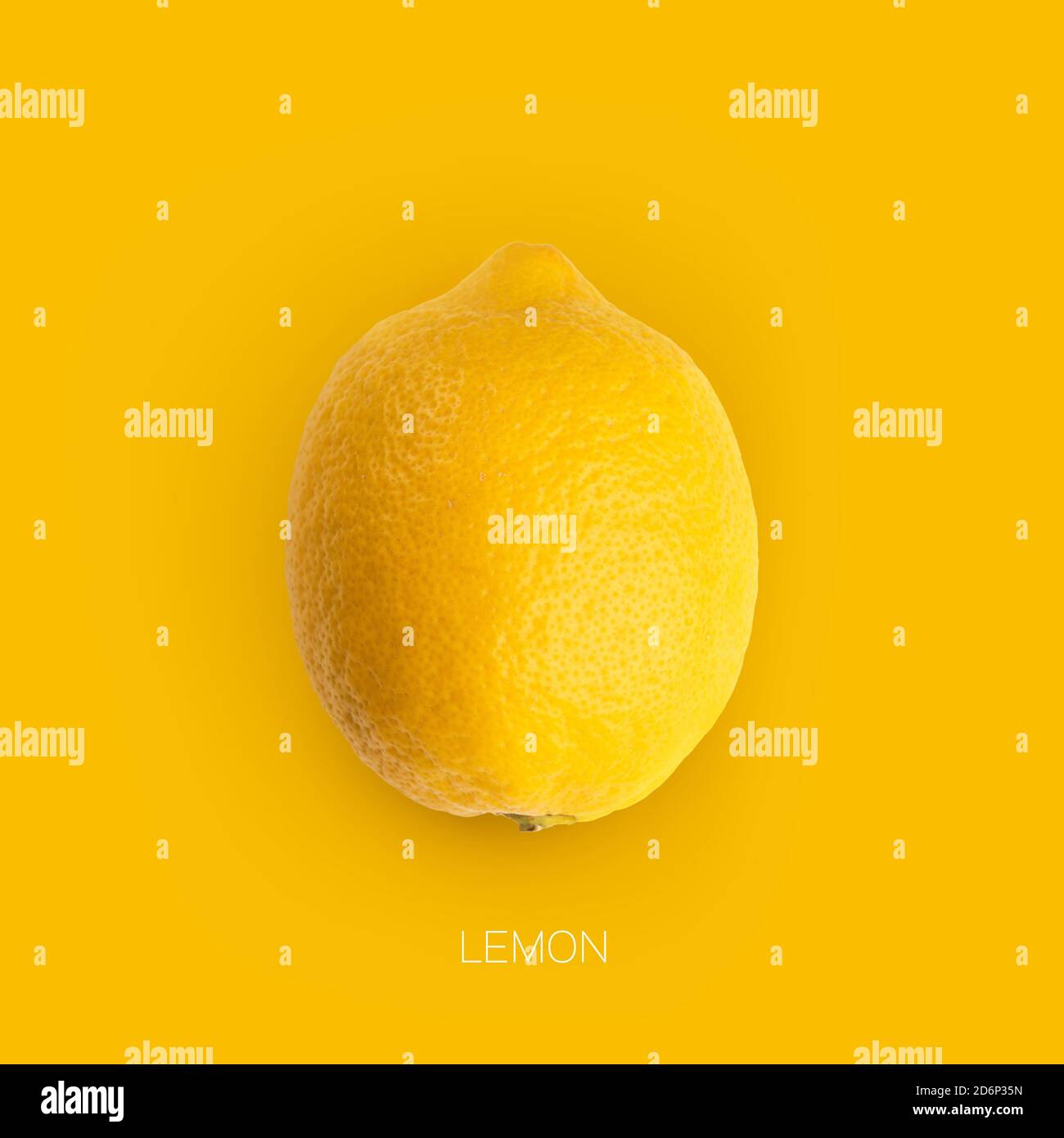 One Fresh Lemon Isolated Over Bright Yellow Background, Square Shot ...
