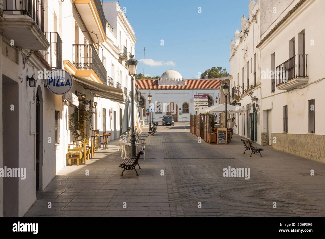 Tarifa Spain, Quiet street in white andalusian village of Tarifa ...