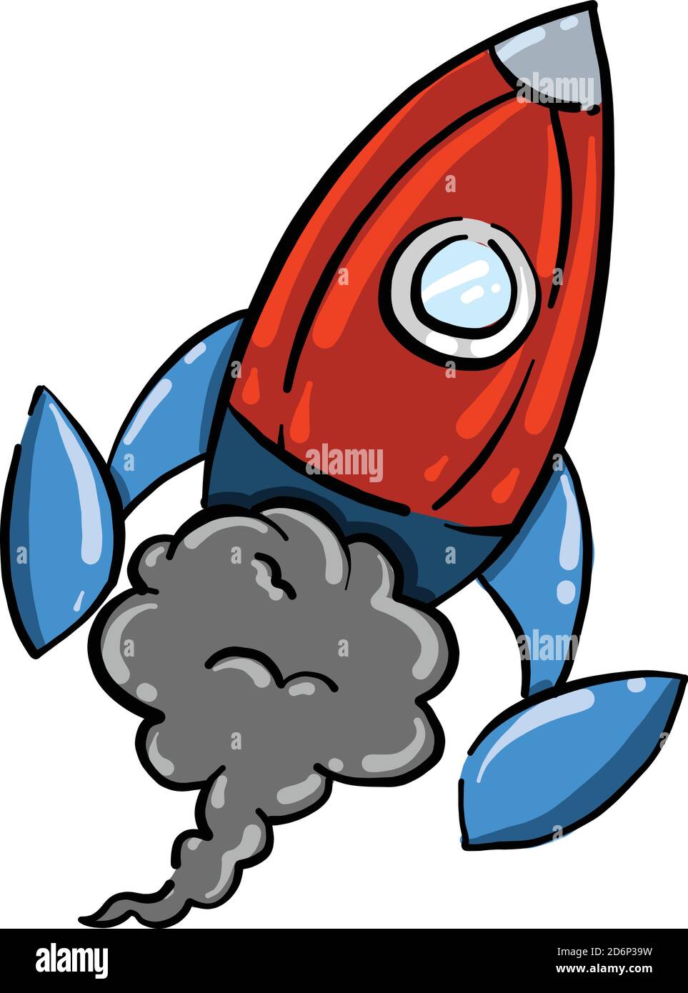 Red spaceship, illustration, vector on white background Stock Vector ...