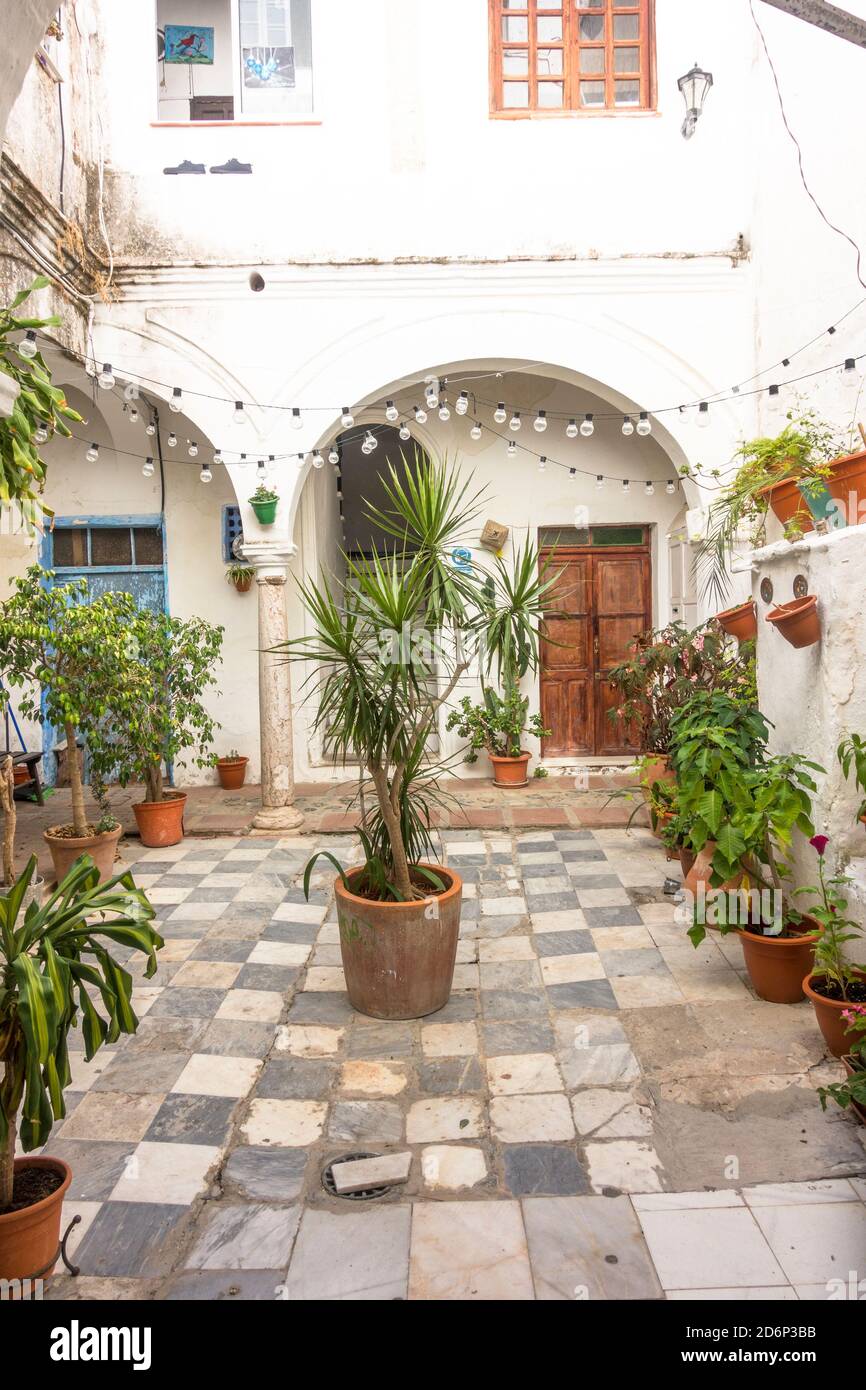 Typical Spanish courtyard in Tarifa, Andalusia, Spain Stock Photo - Alamy