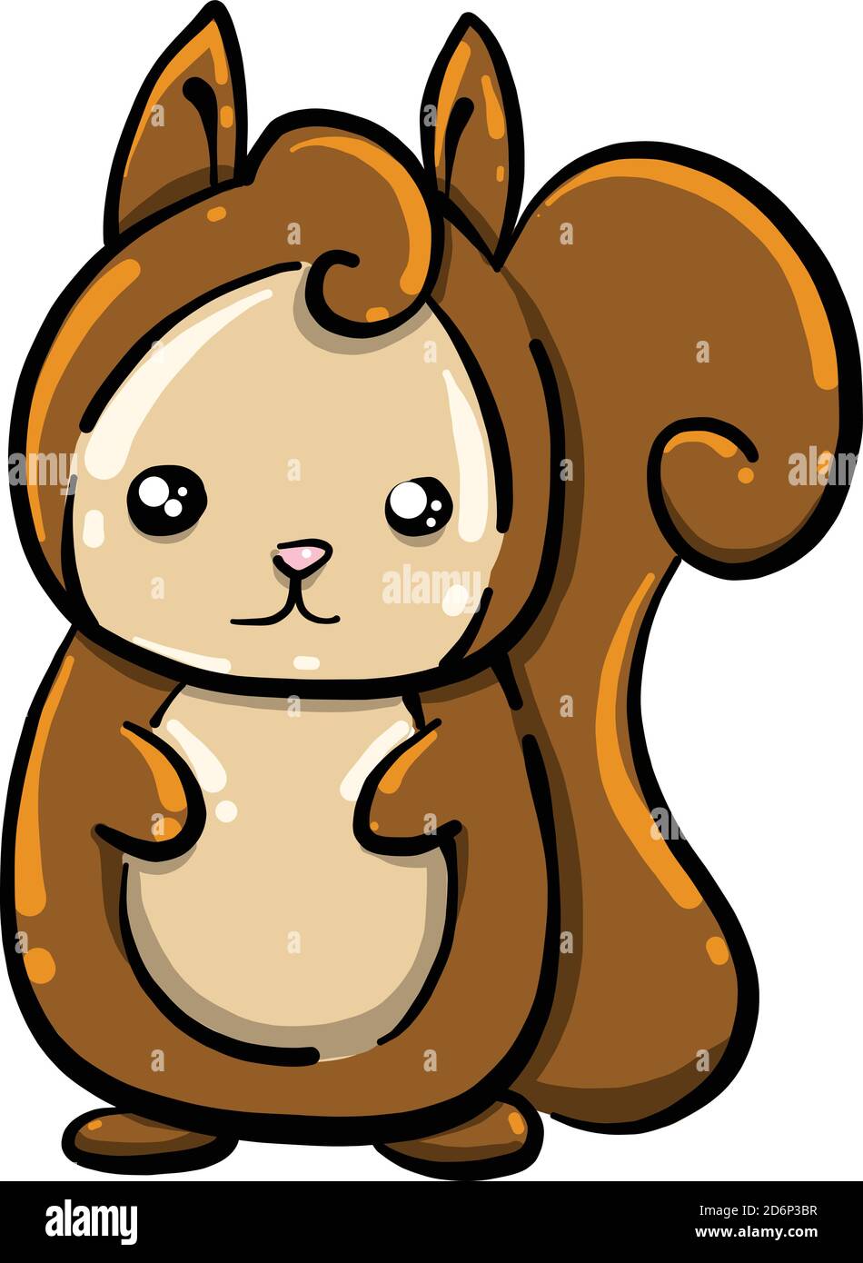 Sad brown squirrel, illustration, vector on white background Stock ...
