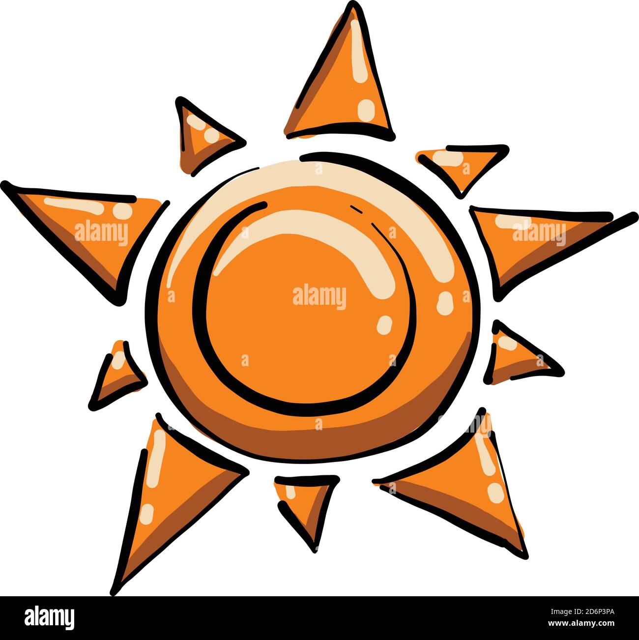 Orange sun, illustration, vector on white background Stock Vector Image ...