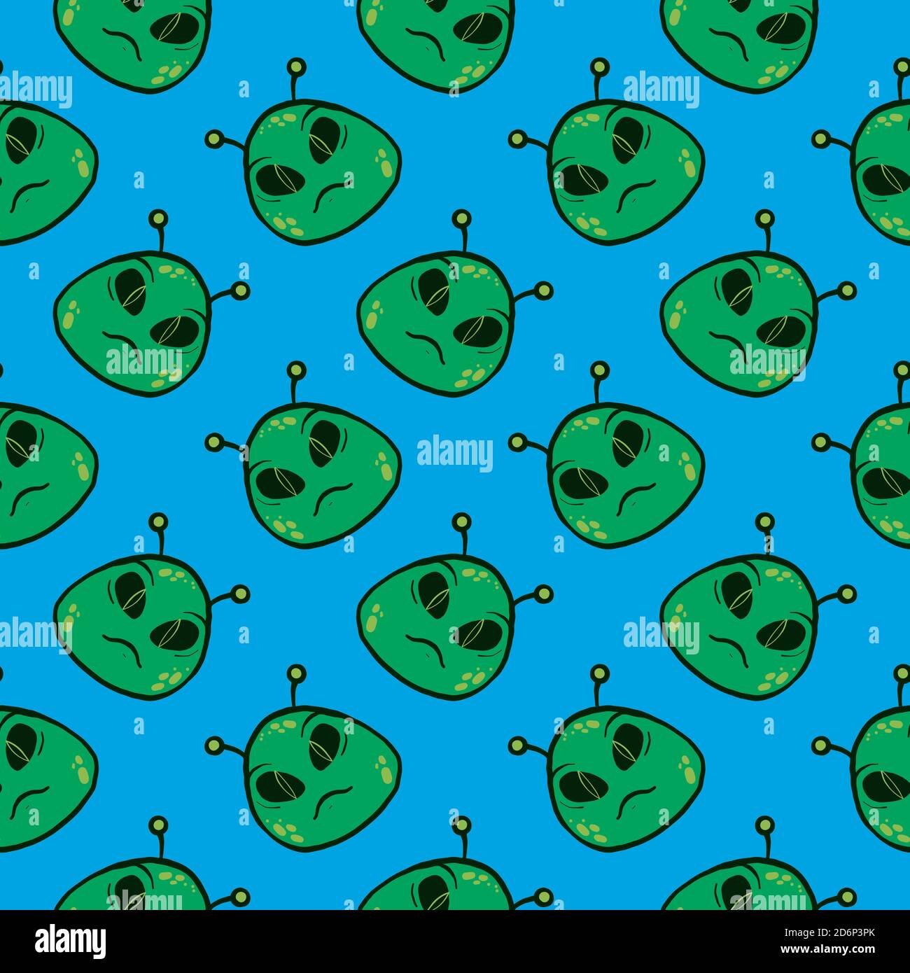 Green alien,seamless pattern on blue background Stock Vector Image ...