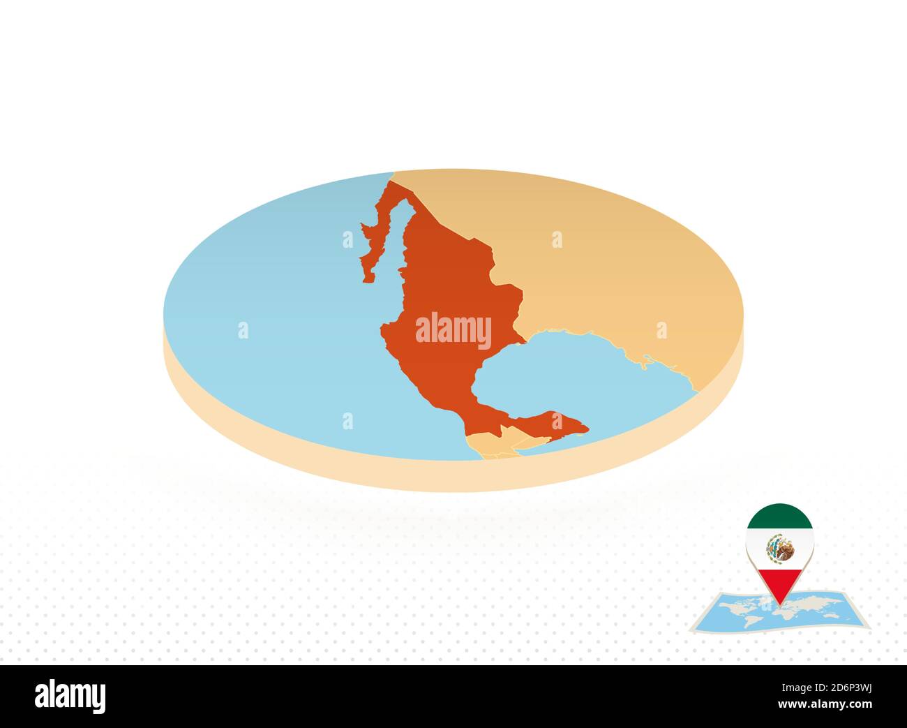 Mexico map designed in isometric style, orange circle map of Mexico for ...