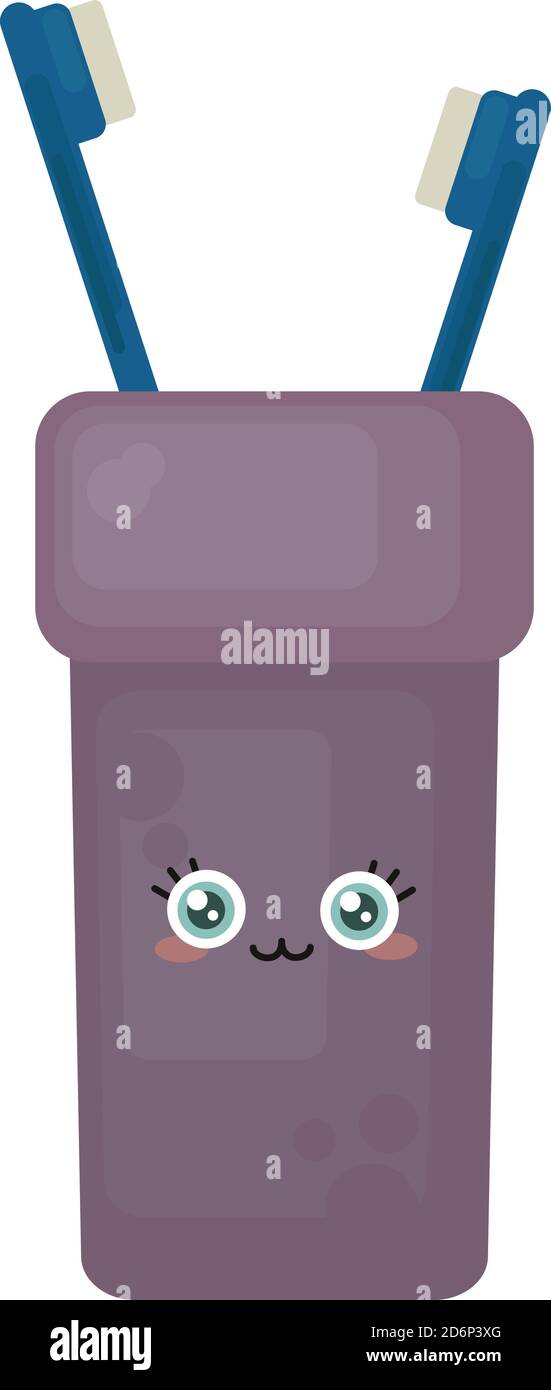 Toothbrush in a cup, illustration, vector on white background Stock ...