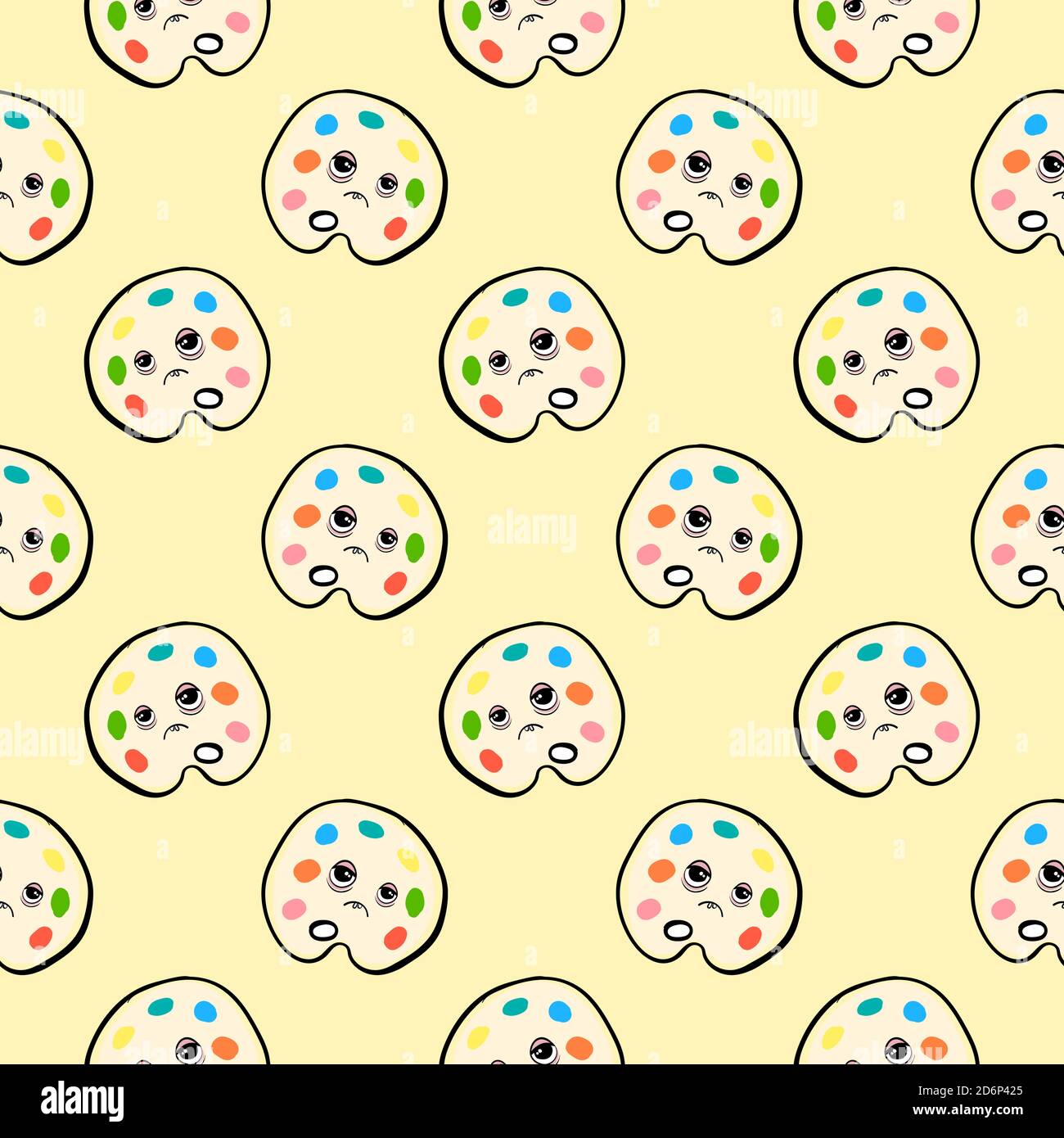 Tired color palette, seamless pattern on light yellow background Stock ...