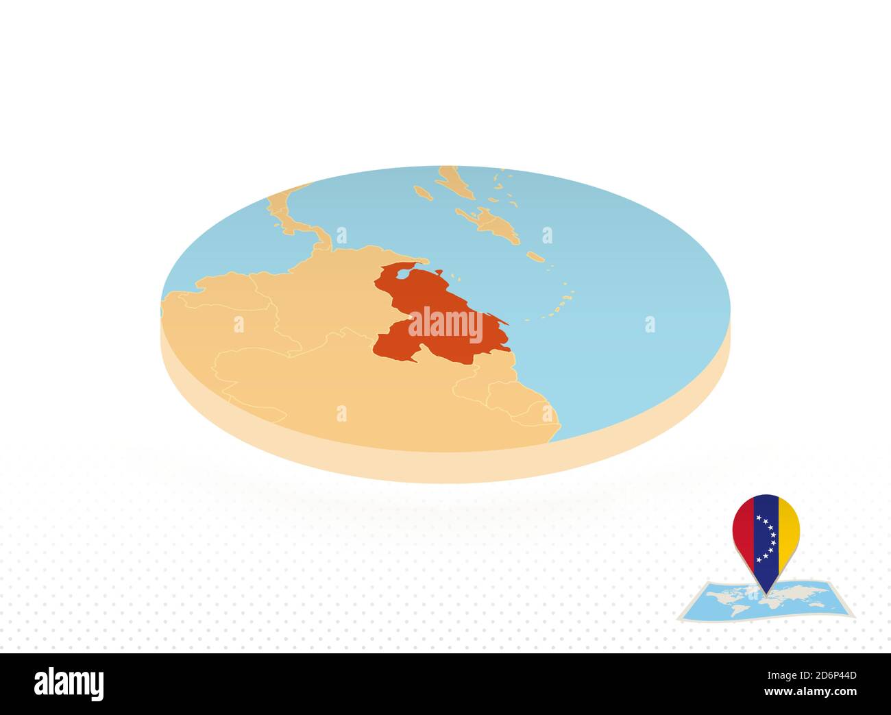 Venezuela map designed in isometric style, orange circle map of ...