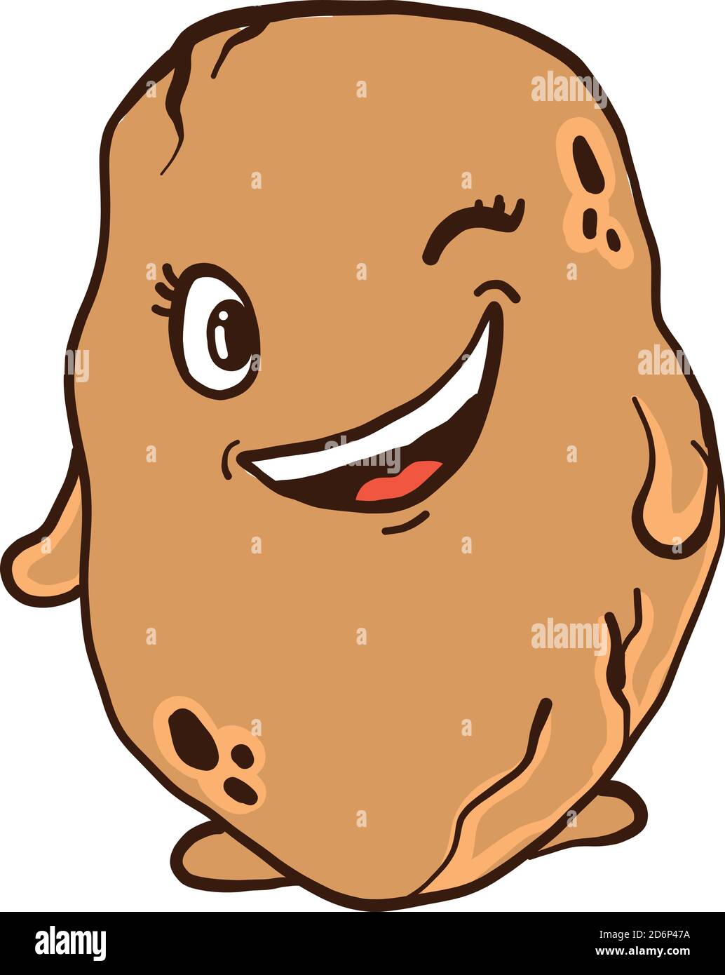 Fat potato winking, illustration, vector on white background Stock ...