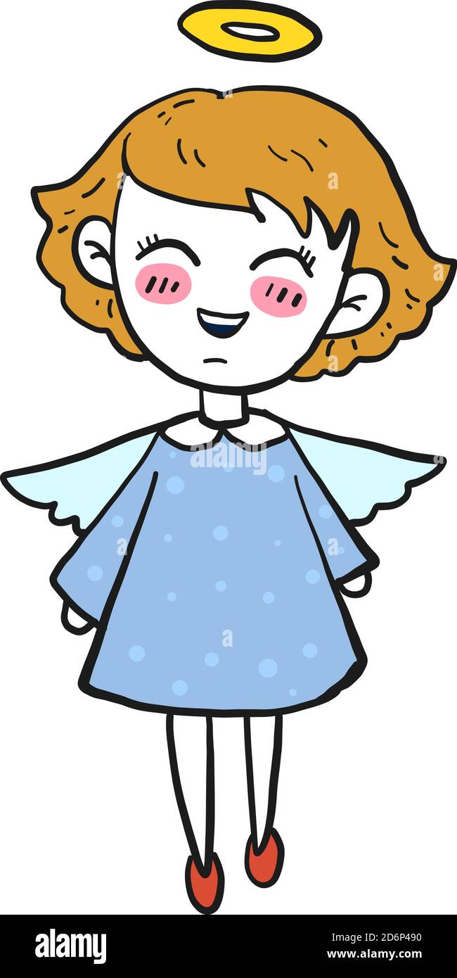 Smiling angel, illustration, vector on white background Stock Vector ...