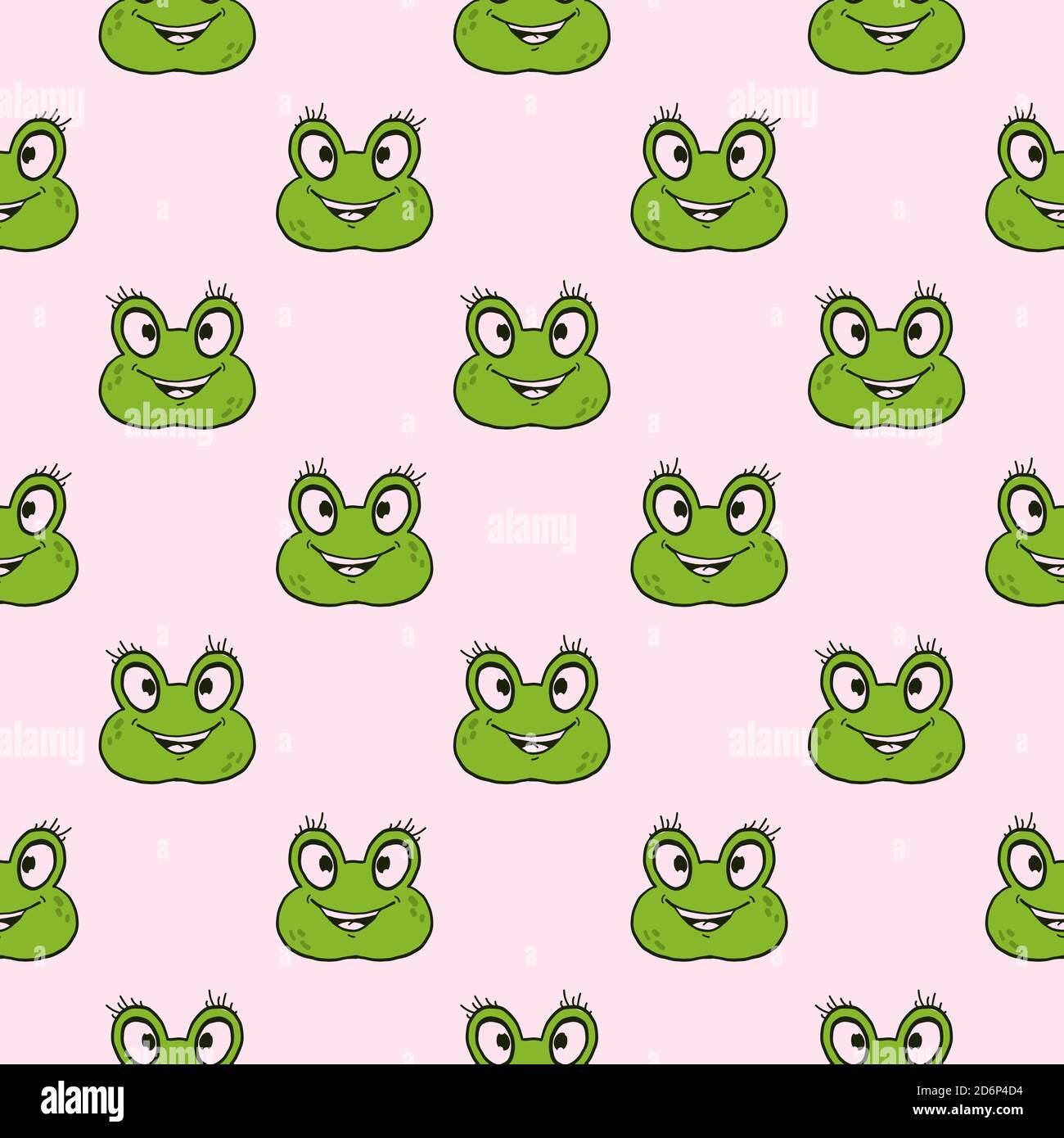 Frog with eyelashes,seamless pattern on very light pink background ...