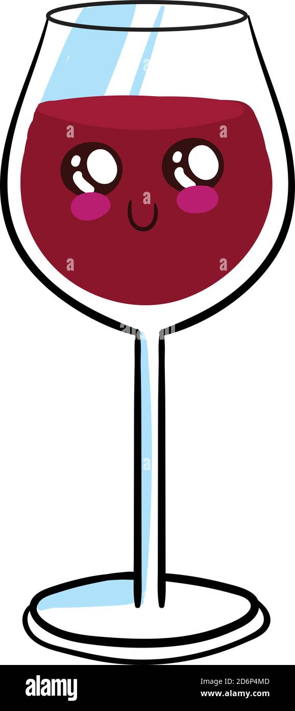 Wine glass with a face, illustration, vector on white background Stock ...