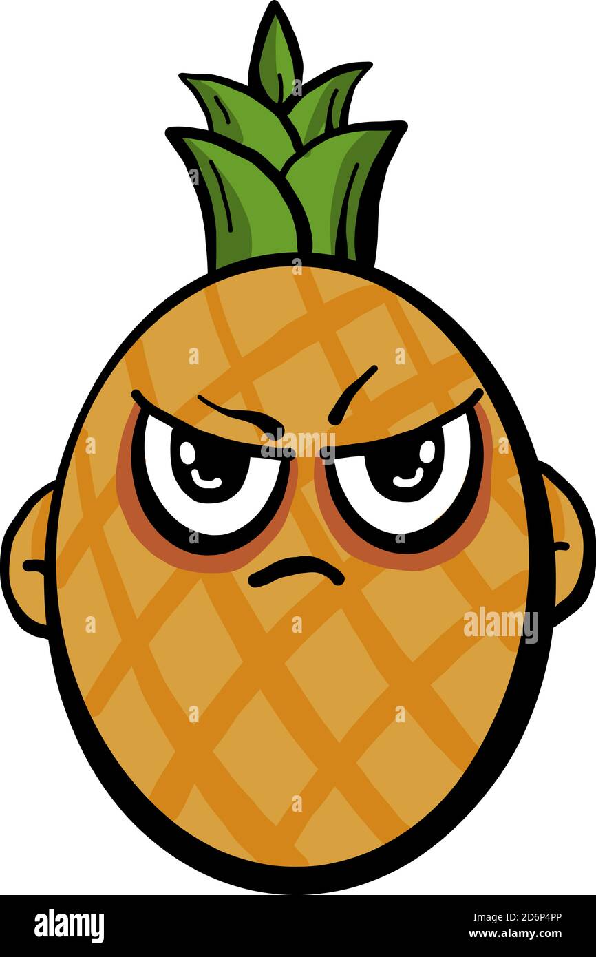 Angry pineapple, illustration, vector on white background Stock Vector ...