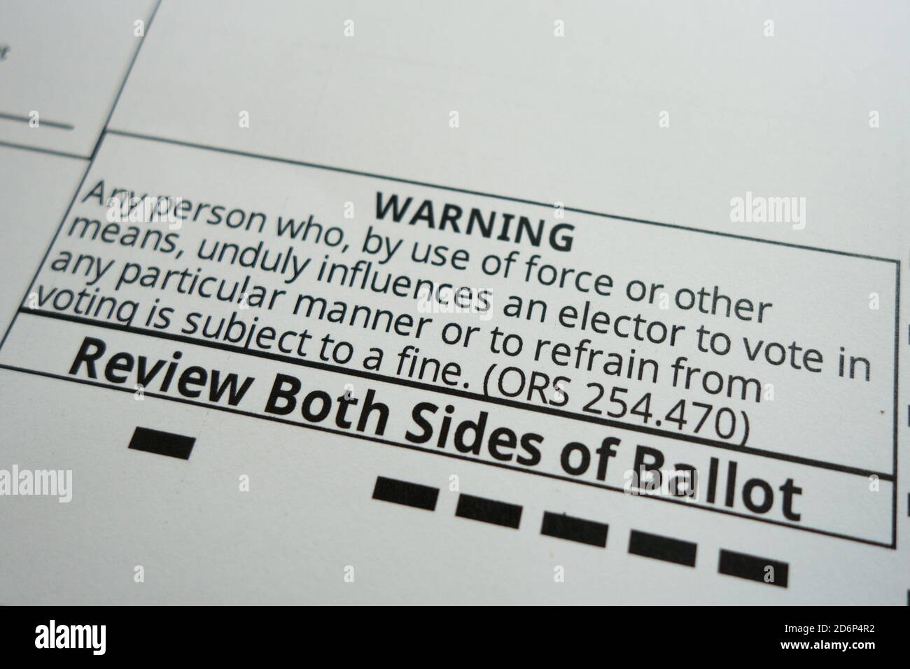 Detail of a mail-in ballot for the 2020 United States presidential ...