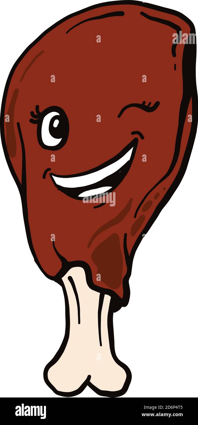 Little chicken leg winking, illustration, vector on white background ...