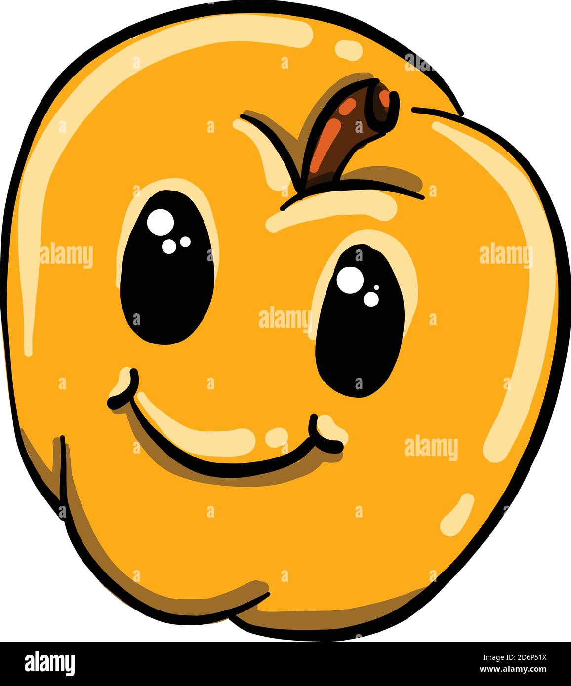 Yellow apple with a face, illustration, vector on white background ...