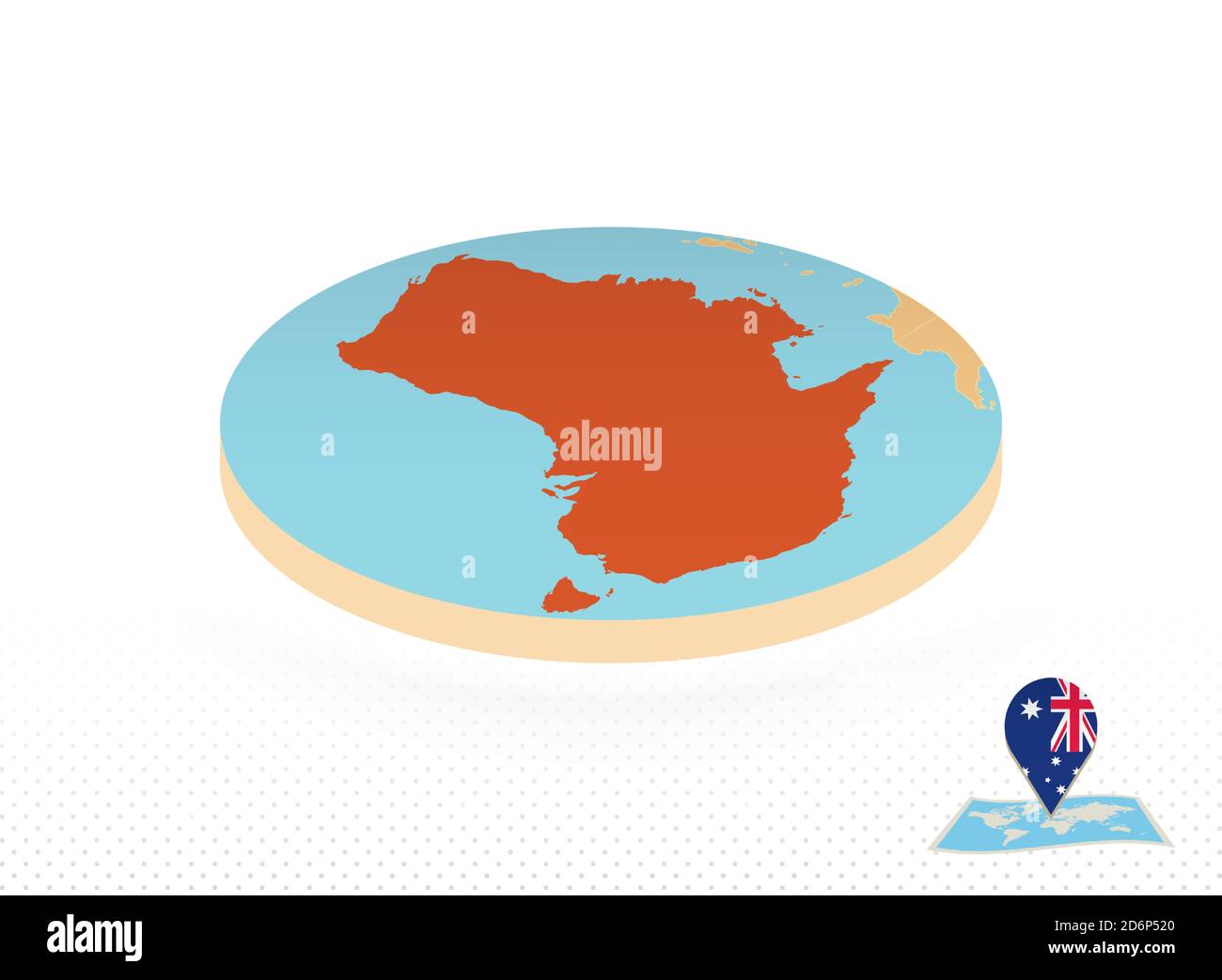 Australia map designed in isometric style, orange circle map of ...