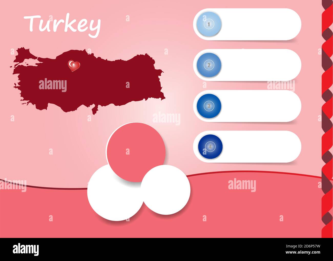 Turkey template vector showing blind map of Turkey with four blank ...