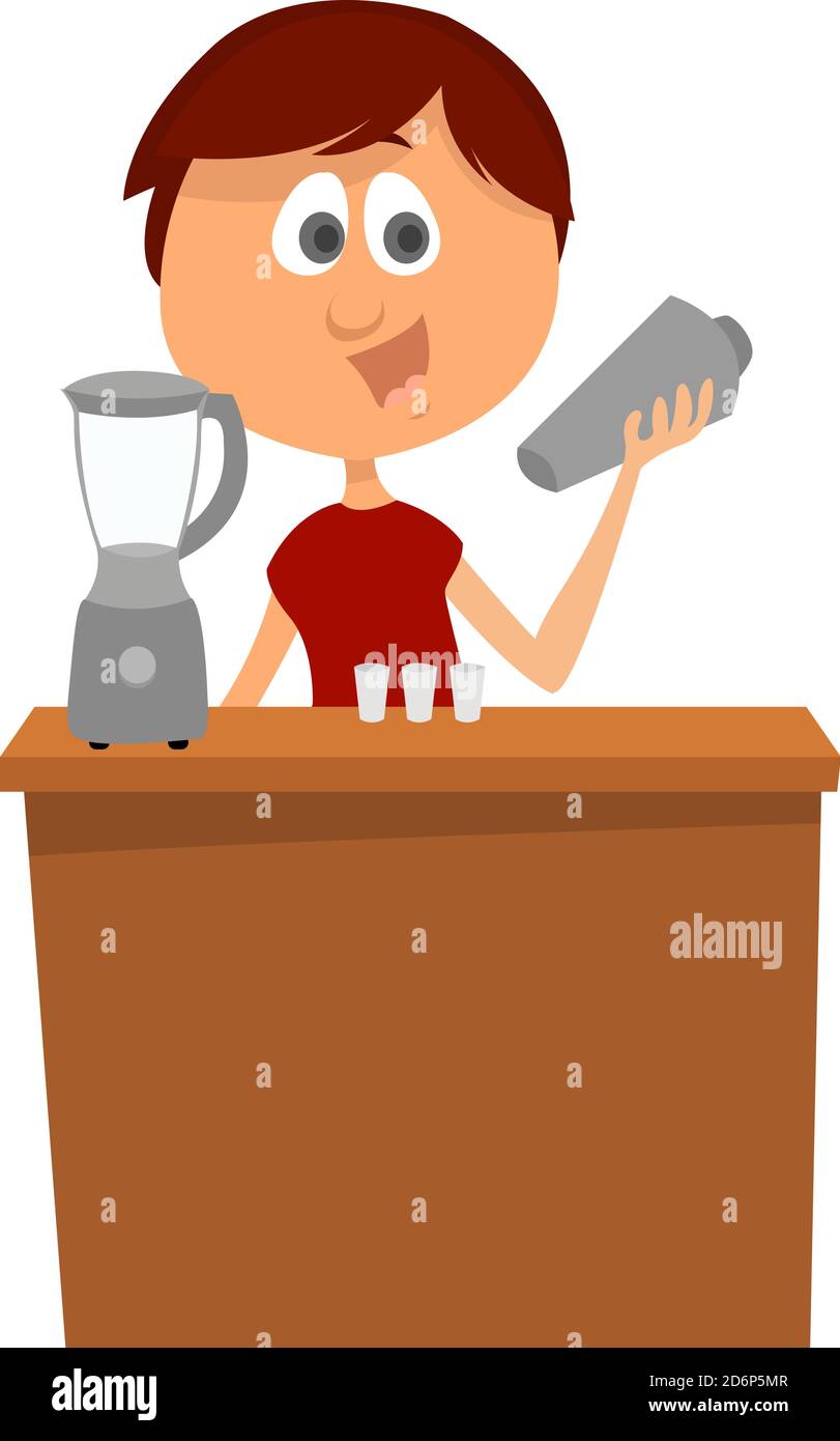 Making drinks, illustration, vector on white background Stock Vector ...