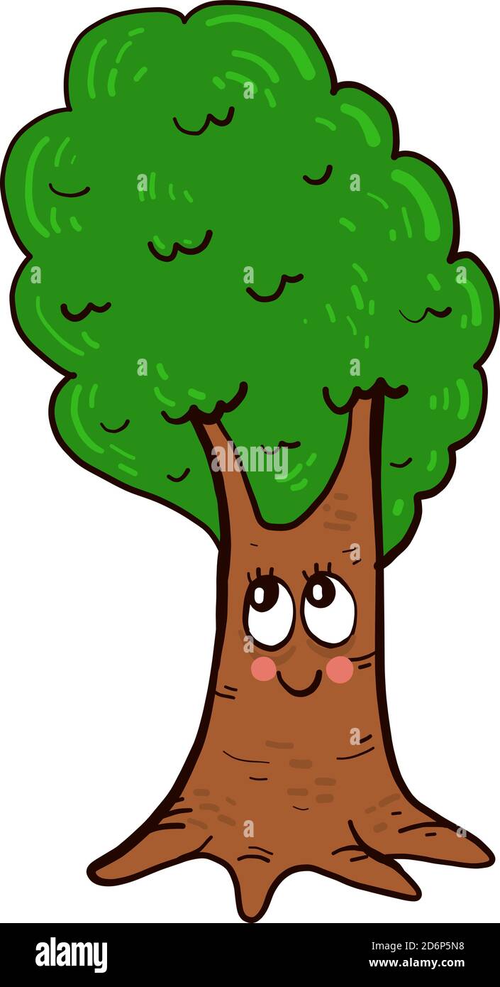 Smiling tree, illustration, vector on white background Stock Vector ...