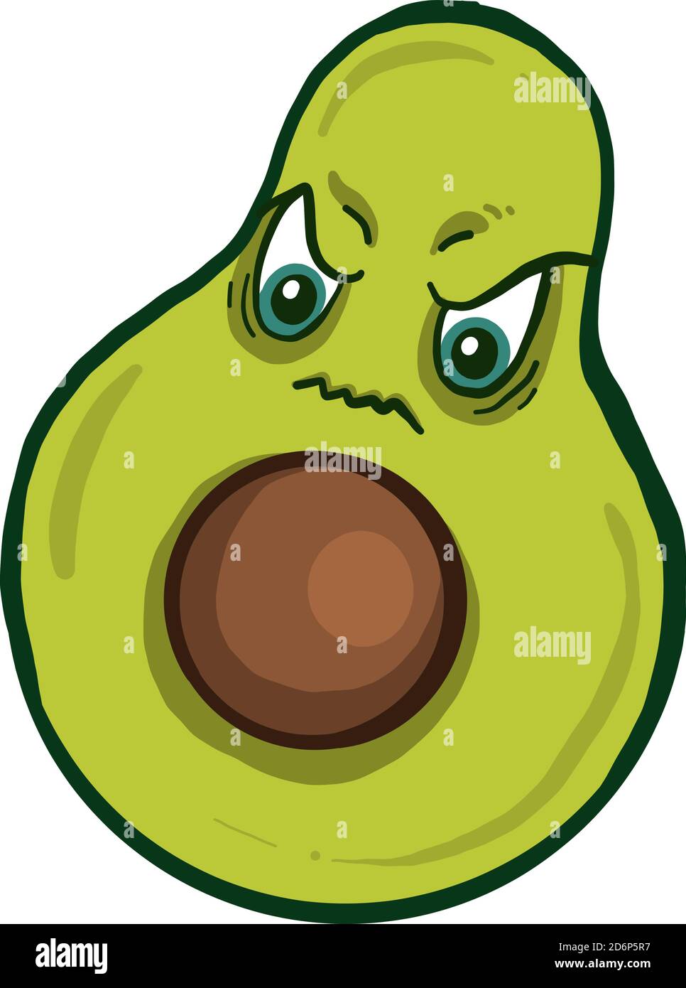 Little angry avocado, illustration, vector on white background Stock ...
