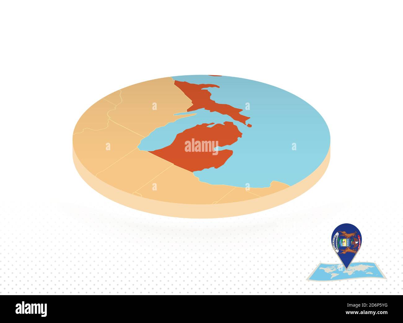 Michigan state map designed in isometric style, orange circle map of US ...