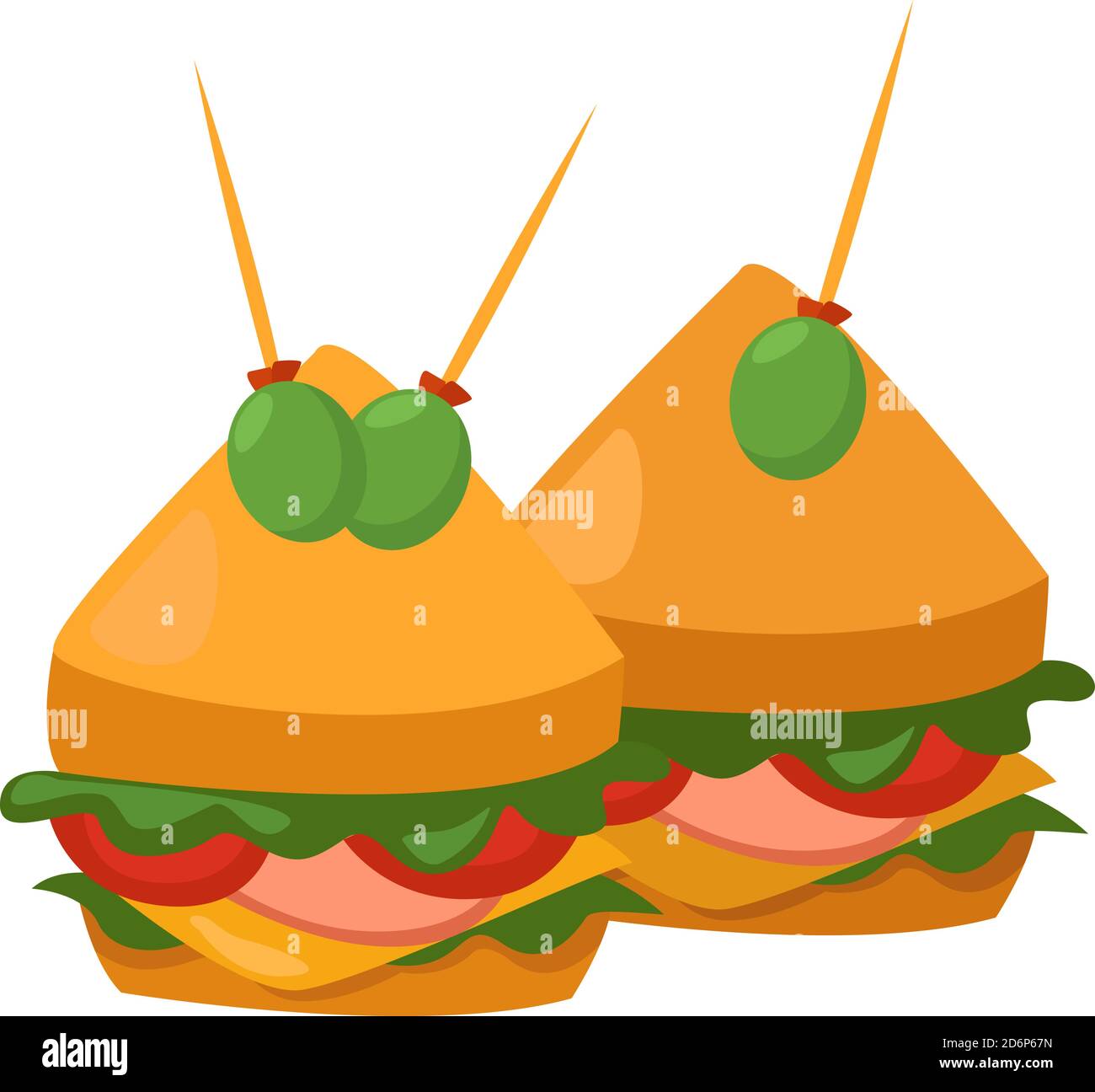Big sandwich, illustration, vector on white background Stock Vector ...