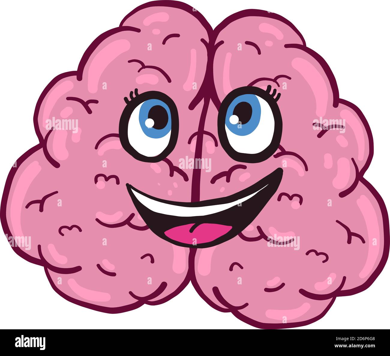 Big happy brain, illustration, vector on white background Stock Vector ...