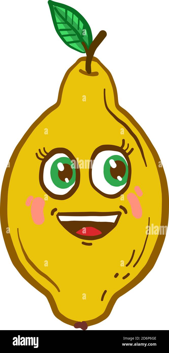 Smiling lemon, illustration, vector on white background Stock Vector ...