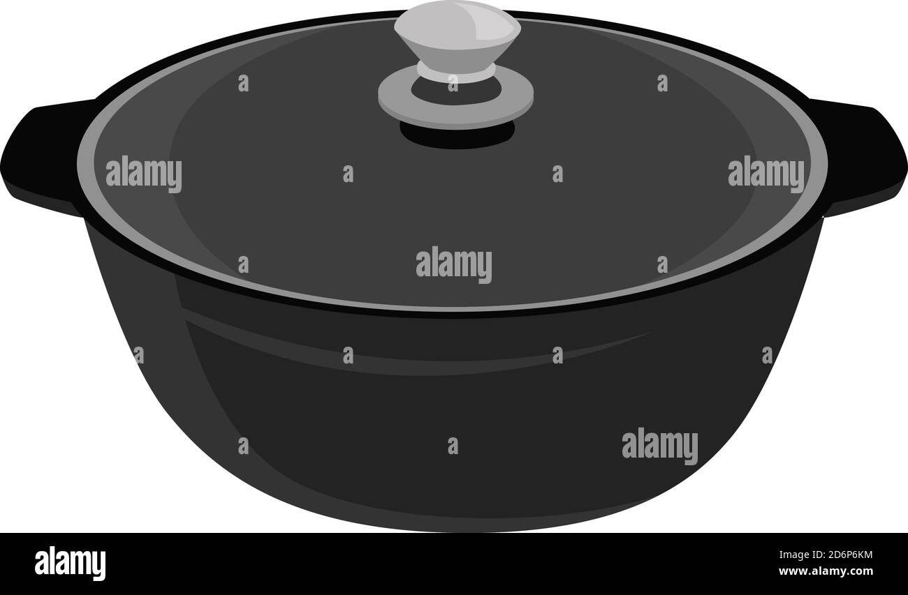 Black pot, illustration, vector on white background Stock Vector Image ...
