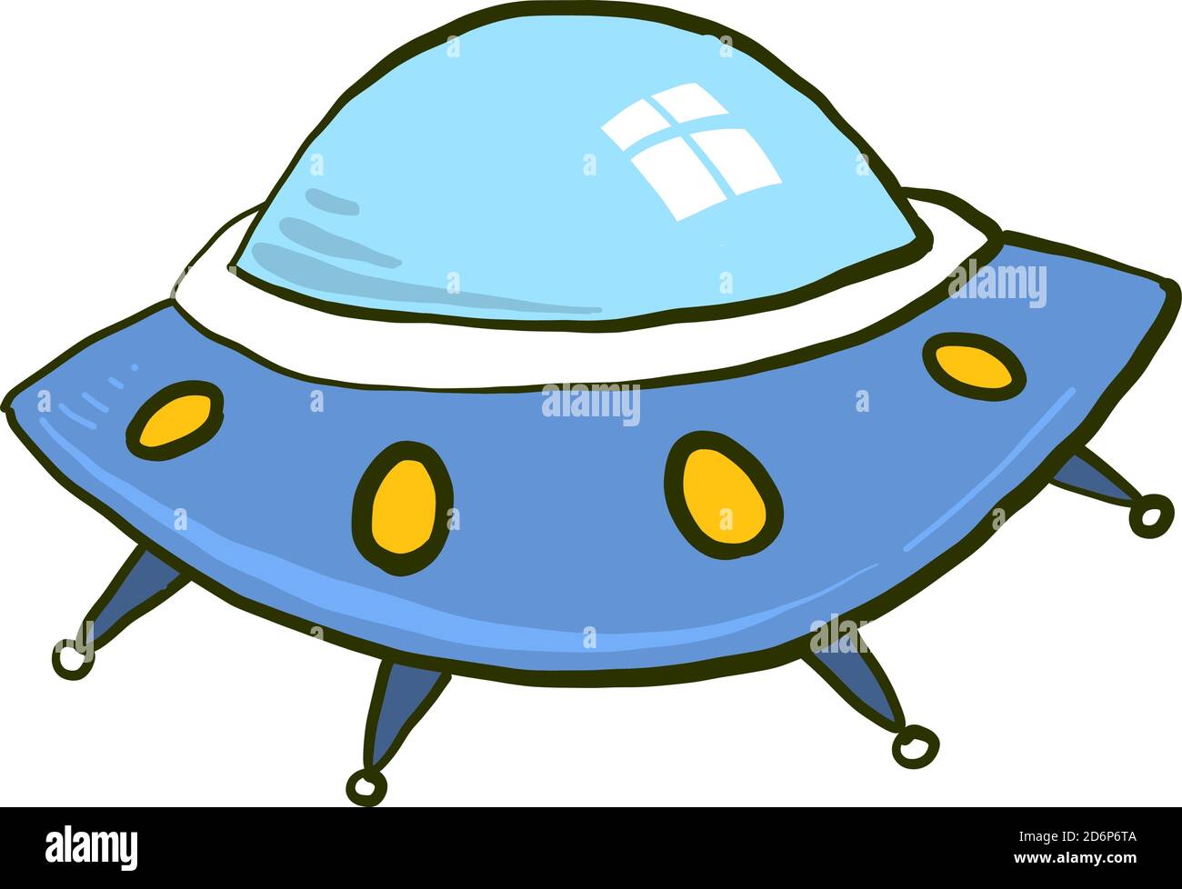 Blue round UFO, illustration, vector on white background Stock Vector ...