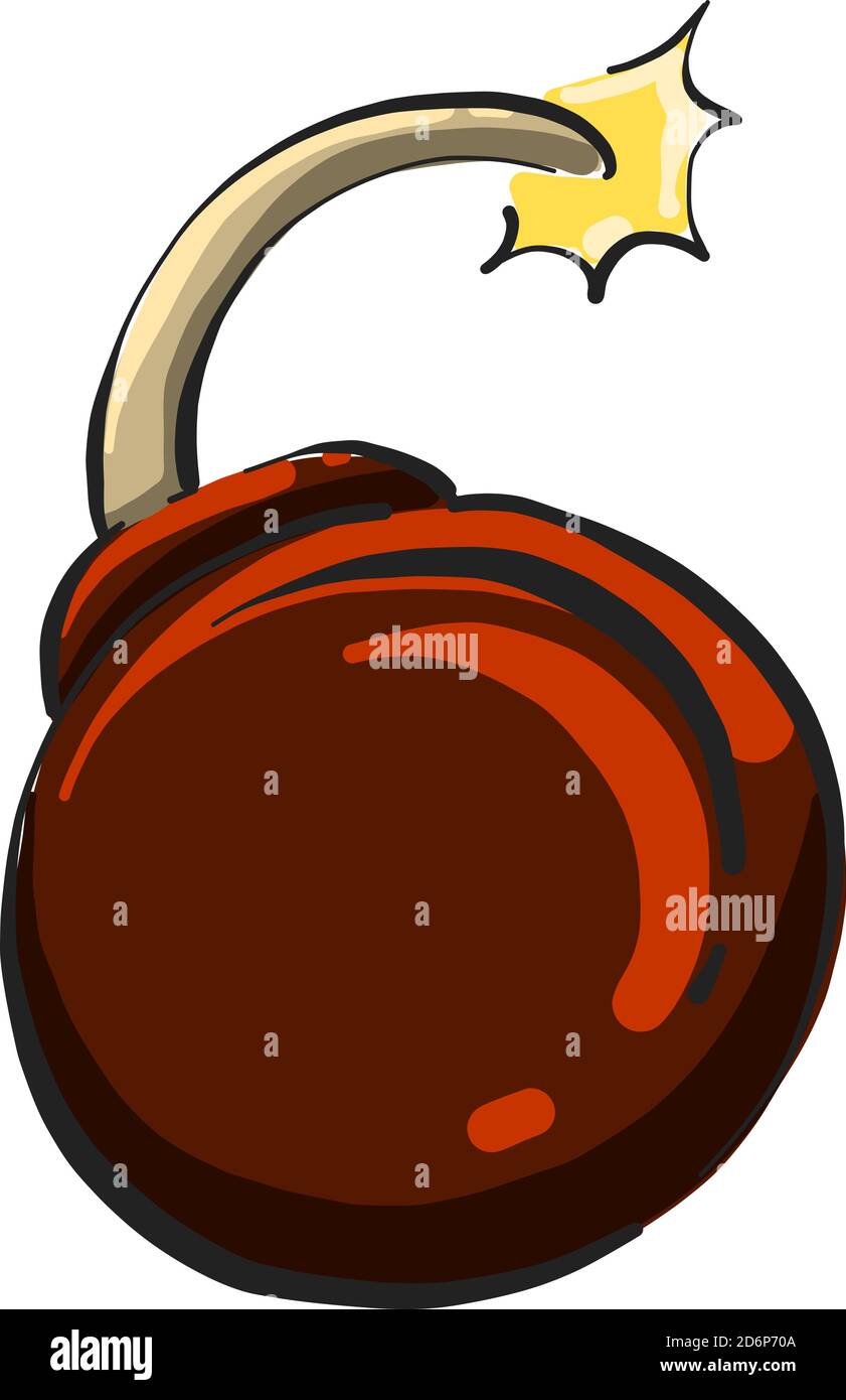 Brown bomb, illustration, vector on white background Stock Vector Image ...